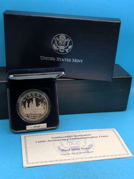 1996 SMITHSONIAN INSTITUTION 150TH ANNIVERSARY PROOF SILVER DOLLAR ...