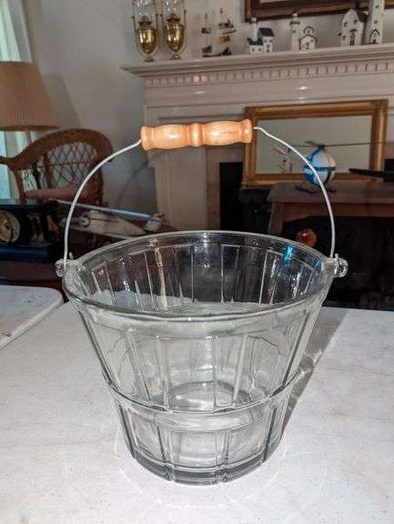 Vintage Glass Ice Bucket With Wooden Handle Isabell Auction