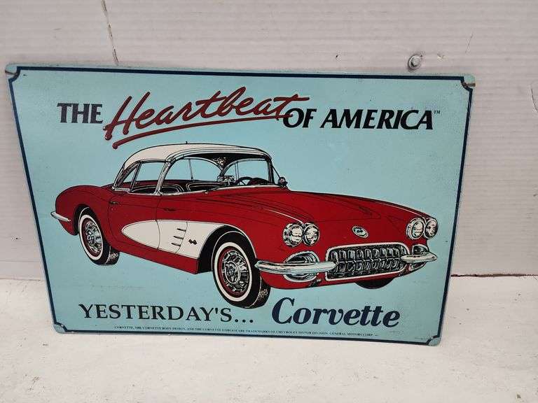 11 X 17 IN. METAL CORVETTE SIGN - Isabell Auction