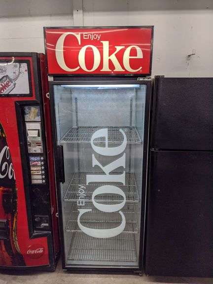 LIGHTED COCA-COLA GLASS FRONT CABINET WITH SHELVES (79-IN. TALL ...