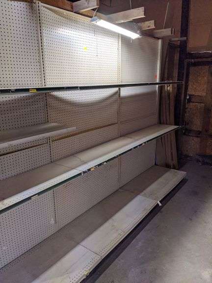 (3) 4-FT. SECTIONS (12-FT.) LOZIER SHELVING (WITH SHELVES & PEGBOARD ...
