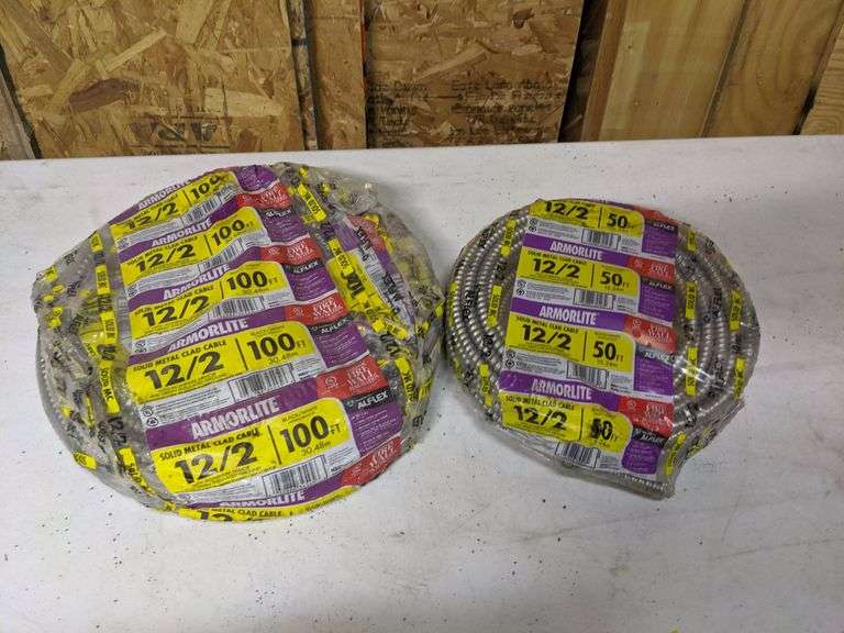 100-FT & 50-FT ROLLS OF 12/3 ARMORLITE ALFLEX CABLE - Isabell Auction