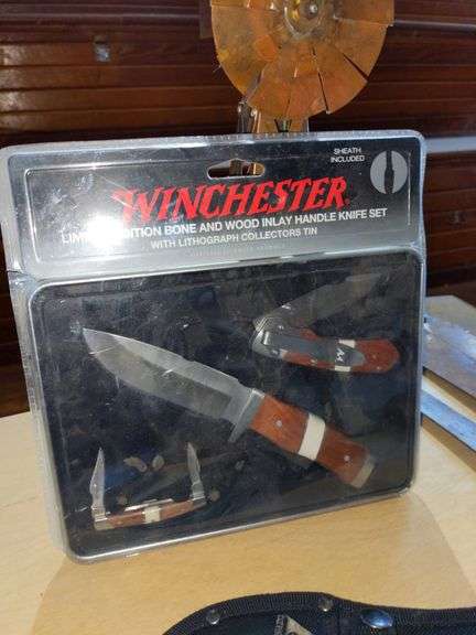 WINCHESTER LIMITED EDITION BONE & WOOD INLAY HANDLE KNIFE SET - Isabell ...