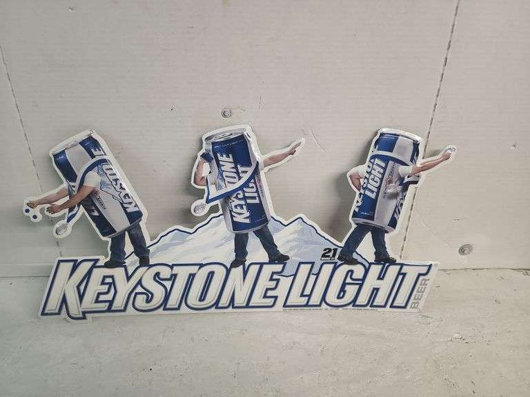 22 IN. LONG METAL KEYSTONE LIGHT BEER SIGN - Isabell Auction