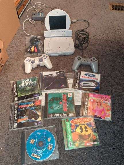 VINTAGE SONY PLAYSTATION PSONE PORTABLE GAME CONSOLE WITH CONTROLLERS ...