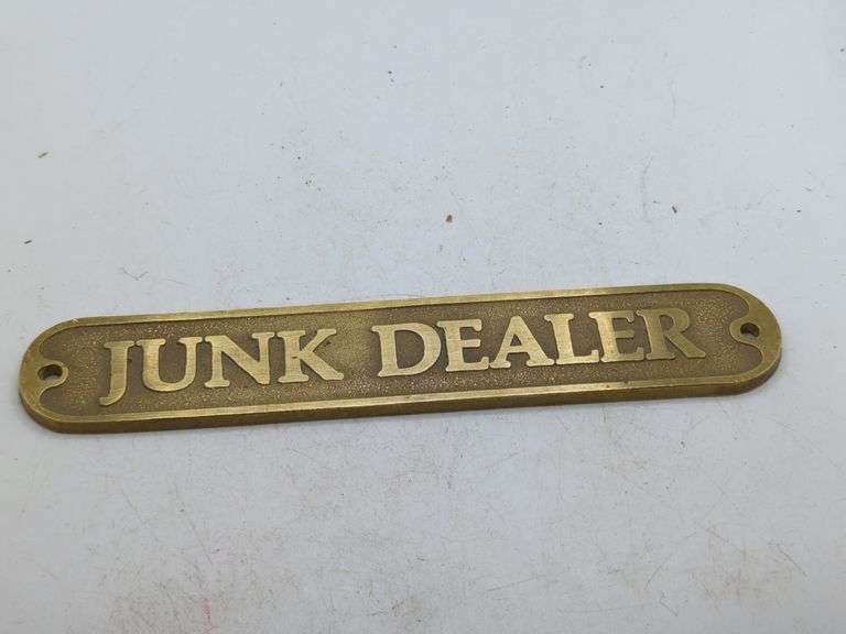7" BRASS "JUNK DEALER" PLACARD - Isabell Auction