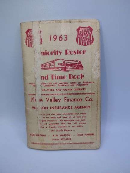 VINTAGE 1963 SENIORITY ROSTER & TIME BOOK - Isabell Auction