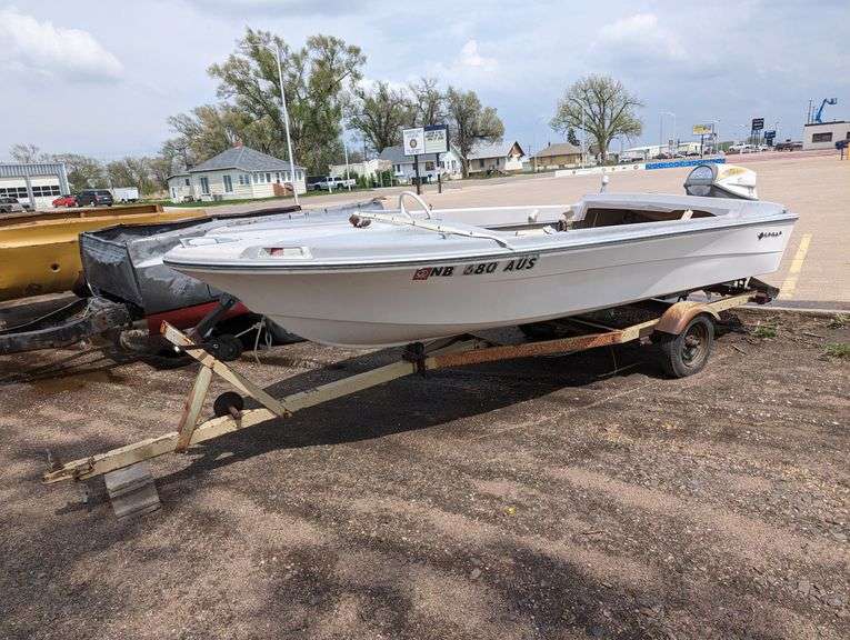 14-FT. ELGIN BOAT WITH EVINRUDE LARK III MOTOR (UNKNOWN) & TRAILER (NO ...