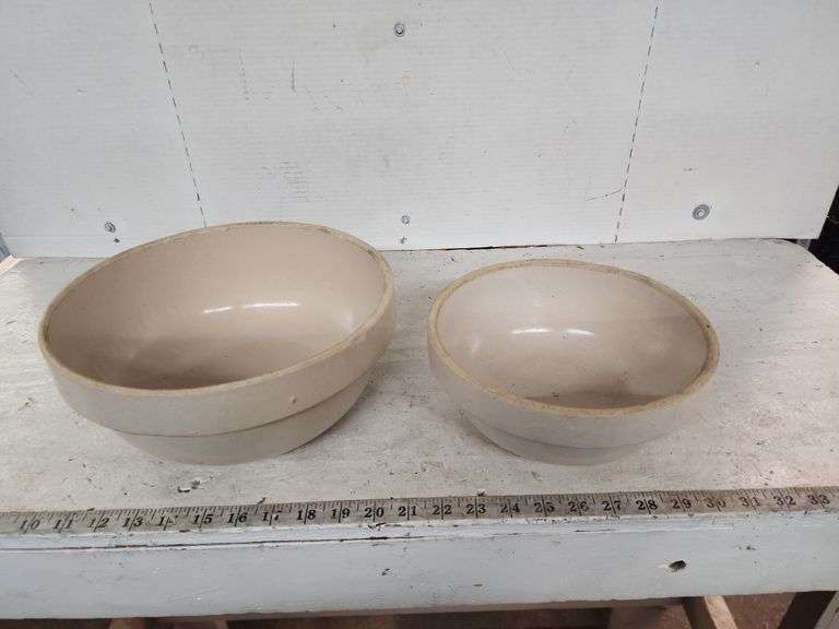 11 & 9 IN. WIDE CROCK BOWLS - Isabell Auction