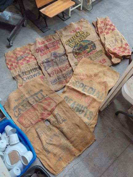 (6) ASST'D VINTAGE BURLAP SACKS - Isabell Auction