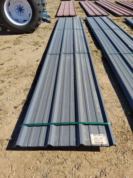 Qty 25 20ft 26ga PBR Panels- Dark Grey - J&J Auctioneers LLC