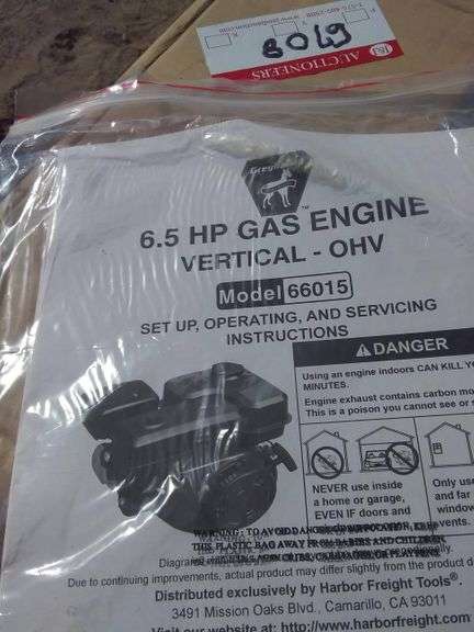 Pallet - Grey Hound 66015 6.5 Hp Gas Engine (unused), (2) Honday GX120 ...