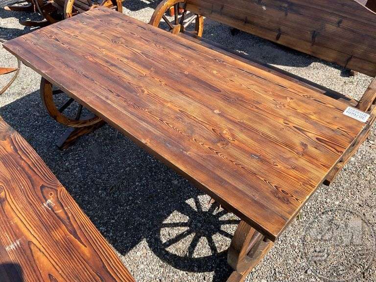 4’ WAGON WHEEL TABLE - Jeff Martin Auctioneers, Inc.