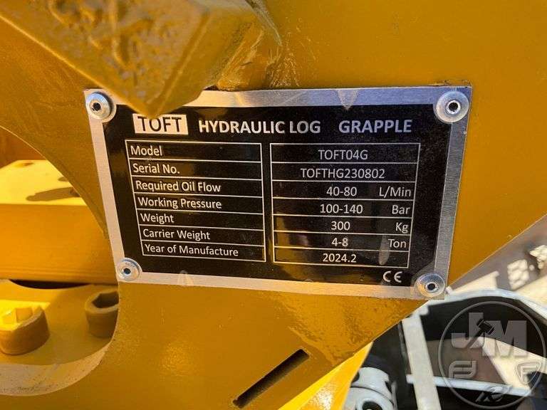 2024 TOFT TOFT04G SN: TOFTHG230802 TOFT04G HYDRAULIC ROTATING GRAPPLE ...