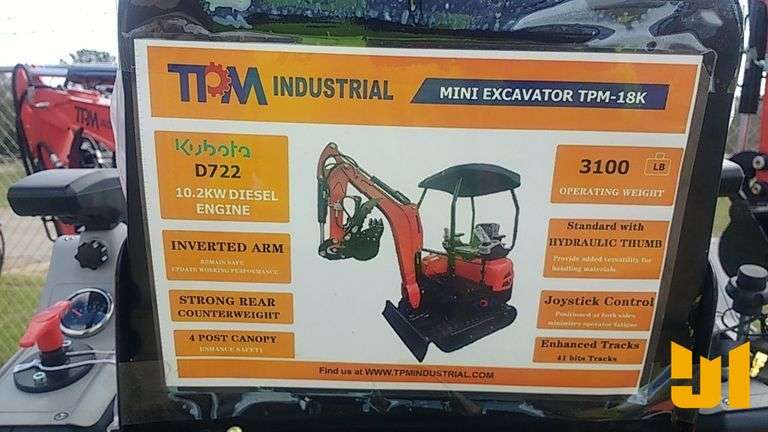 2024 TPM TPM18K MINI EXCAVATOR SN: TPM162411201 - Jeff Martin Auctioneers, Inc.