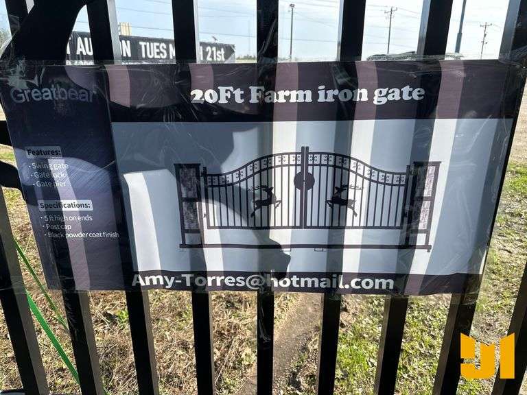 GREATBEAR 20 FT FARM IRON GATE W/DEER MOTIF - Jeff Martin Auctioneers, Inc.