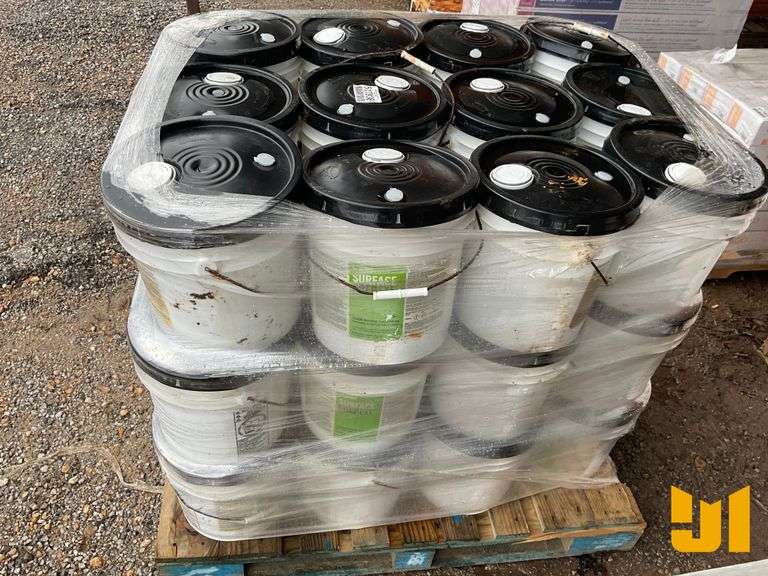 PALLET OF VARIOUS BUCKETS OF SURFACE PREP EXT CONCRETE NEUTRALIZER ...