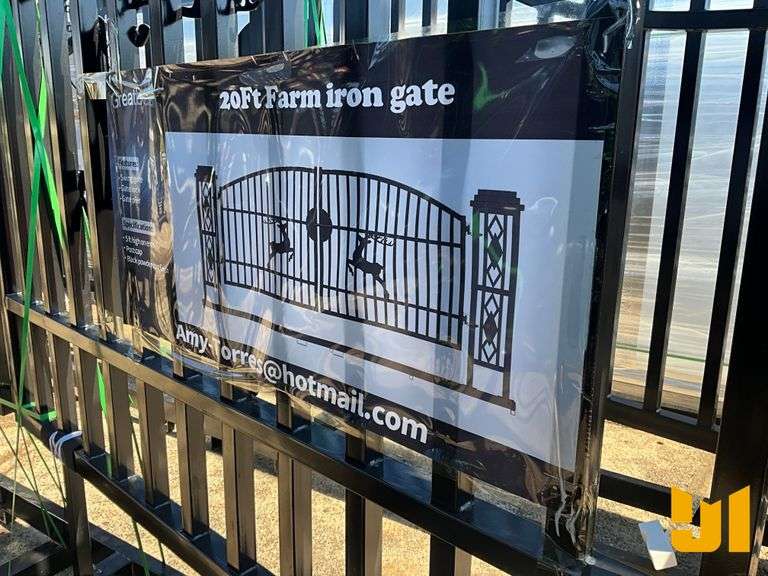 NEW/UNUSED, 20' FARM GATE W/ GATE PIER, DOUBLE ARCH, "DEER" - Jeff ...