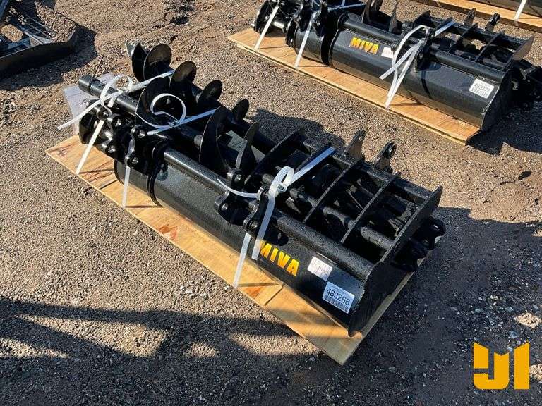 QTY OF (8) NEW/UNUSED MIVA ATTACHMENTS, QUICK HITCH, RAKE, RIPPER ...