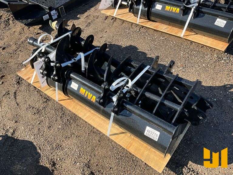 QTY OF (8) NEW/UNUSED MIVA ATTACHMENTS, QUICK HITCH, RAKE, RIPPER ...