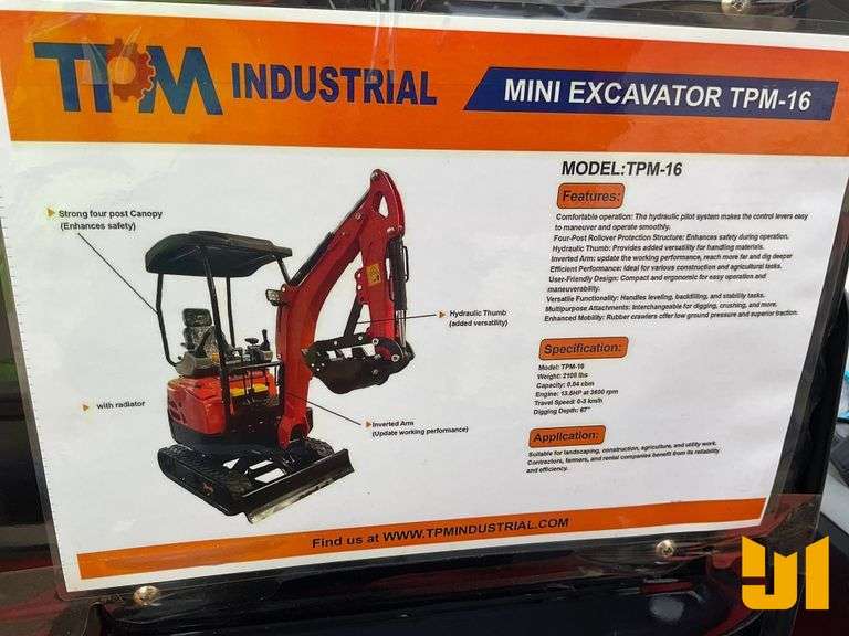 2024 TPM TPM-16 MINI EXCAVATOR SN: TPM16240125 - Jeff Martin Auctioneers, Inc.