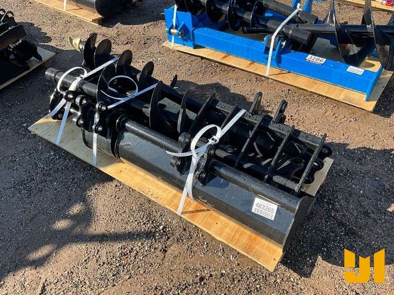QTY OF (8) NEW/UNUSED MIVA ATTACHMENTS, QUICK HITCH, RAKE, RIPPER ...
