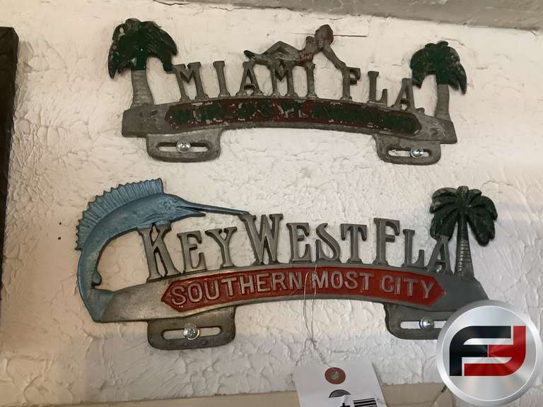 2 LICENSE PLATE TOPPERS, KEY WEST FLORIDA, MIAMI FLORIDA - Freije ...