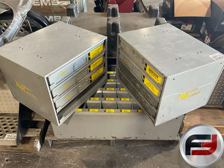 BOLT BINS, DRAWER BINS, ENGINE SHIPPING CRATE - Freije & Freije Auctioneers