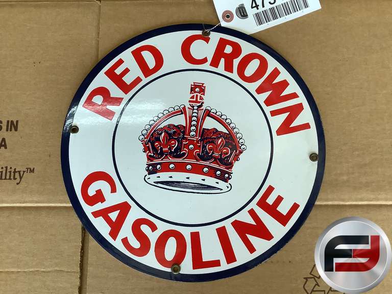 RED CROWN GASOLINE SIGN 12” - Freije & Freije Auctioneers