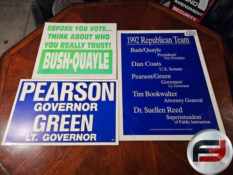 90'S POLITICAL SIGNS, QTY OF 3 - Freije & Freije Auctioneers