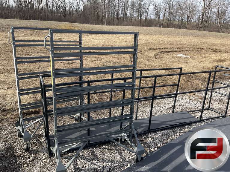 QTY OF 2 ROLLING METAL RACKS, PIPE SHELF - Freije & Freije Auctioneers