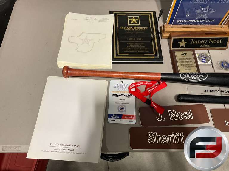 JAMEY NOEL MARKED, NAME PLATES, AWARDS, LOUISVILLE BAT, STATIONARY, GOP ...