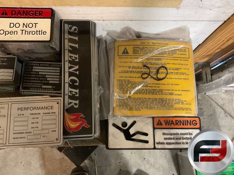 FIRE APPARATUS METAL WARNING TAGS - Freije & Freije Auctioneers