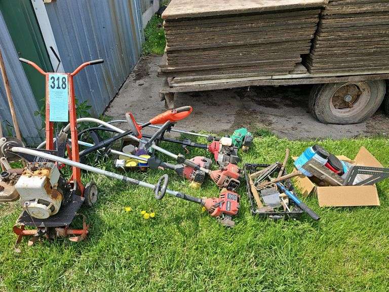 Old Weed Eaters & Garden Tiller lot - Kramer Auction LLC