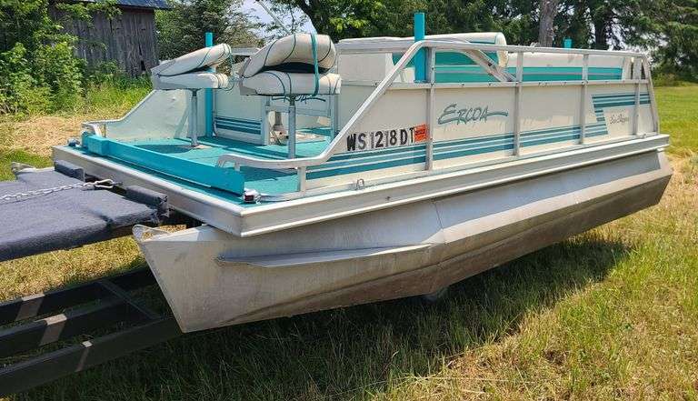 1995 ERCOA Sun Skipper 15 ft Pontoon Boat - Kramer Auction LLC