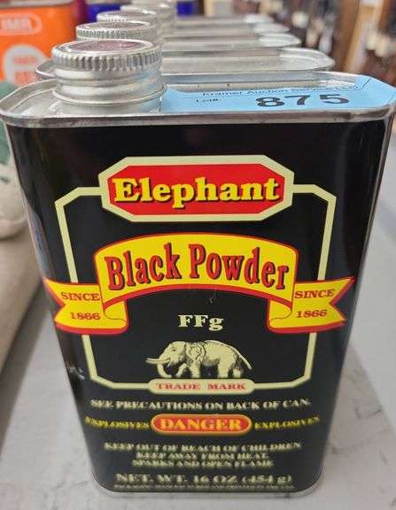 5 1lb cans of Elephant FFg Black Powder - Kramer Auction LLC