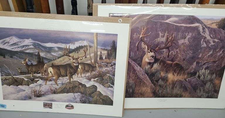pair of Unframed Mule Deer Prints - Kramer Auction LLC