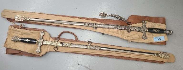 Pair of Masonic Lodge Swords w/cases - Kramer Auction LLC