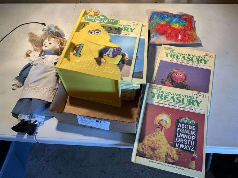 Sesame Street library, doll, wig - Legacy Auction Company