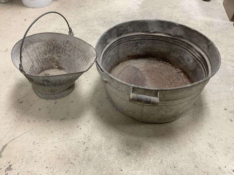 Galvanized washtub and Cole bucket - Legacy Auction Company