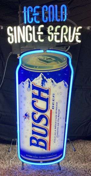 2013 Busch “ice cold single serve” neon sign - Legacy Auction Company