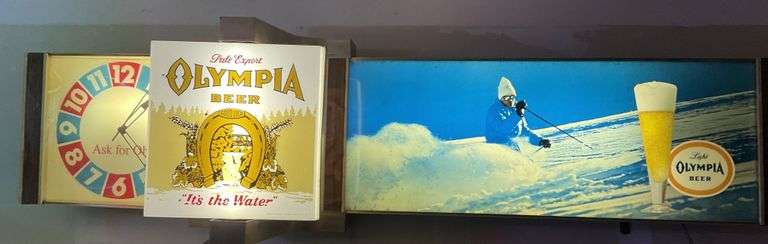 Lighted Olympia beer rotating motion sign with - Legacy Auction Company