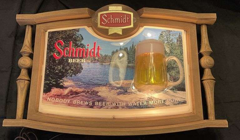 Schmidt beer lighted motion sign - Legacy Auction Company