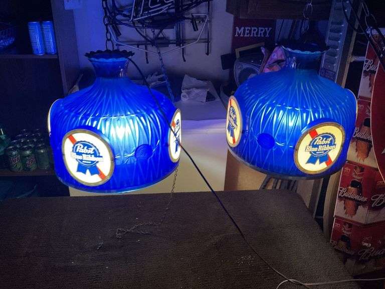Pabst Blue Ribbon hanging lights - Legacy Auction Company