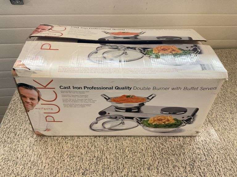 Cast-iron double burner buffet server (used very - Legacy Auction Company