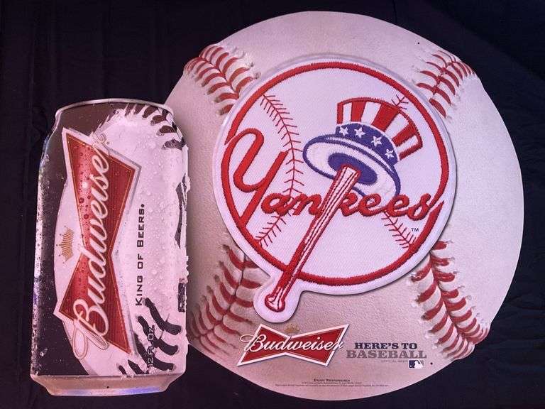 Budweiser Yankees tin sign 24“ x 30“ - Legacy Auction Company