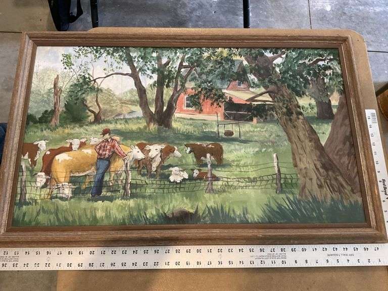 Original canvas farm painting - Legacy Auction Company