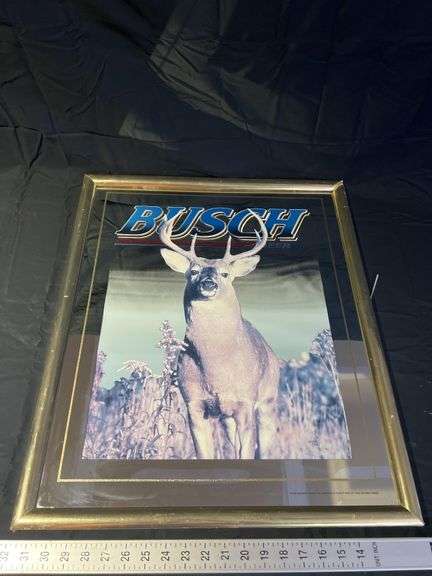 Busch Beer deer mirror poster approx 26 x 22 - Legacy Auction Company
