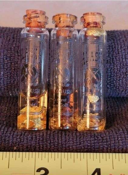 3 Small Vials Of "Alaska Gold Rush" 24K Pure Gold - Legacy Auction Company