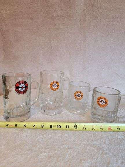4 Vintage A&W Glass "Target / Arrow" Mugs - Legacy Auction Company